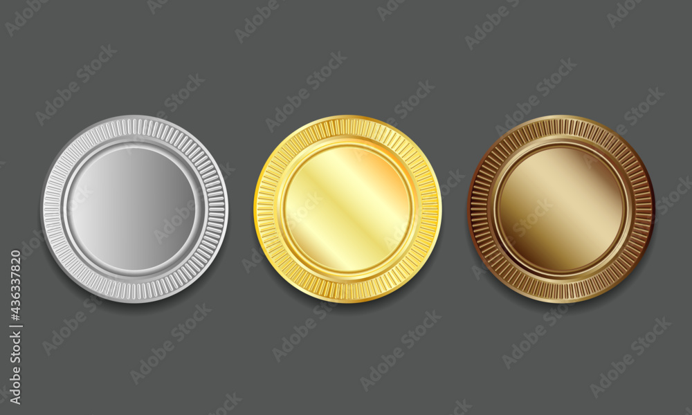 Empty Blank Set vector templates for winner awards medals, coin, price ...