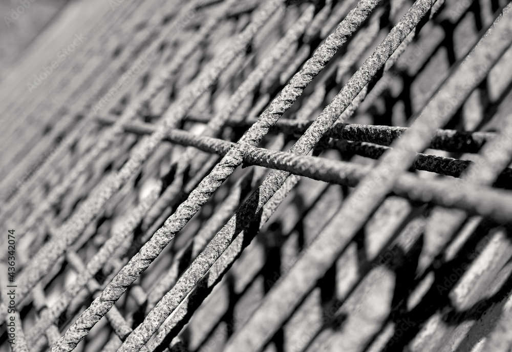 Poster Wall fence: black and white rebar – Wall Art | UkPosters