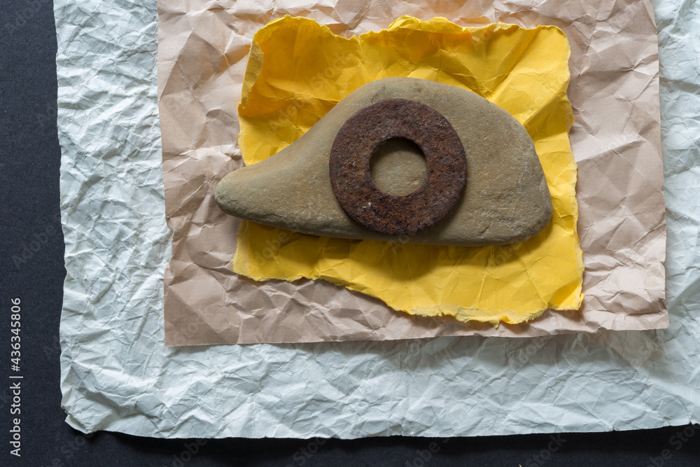 crumpled paper background - layered yoke yellow, beige, and off white ...