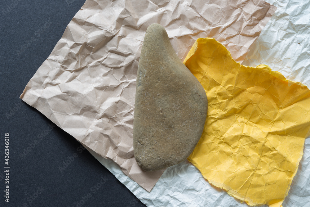 crumpled paper background - layered yoke yellow, beige, and off white ...