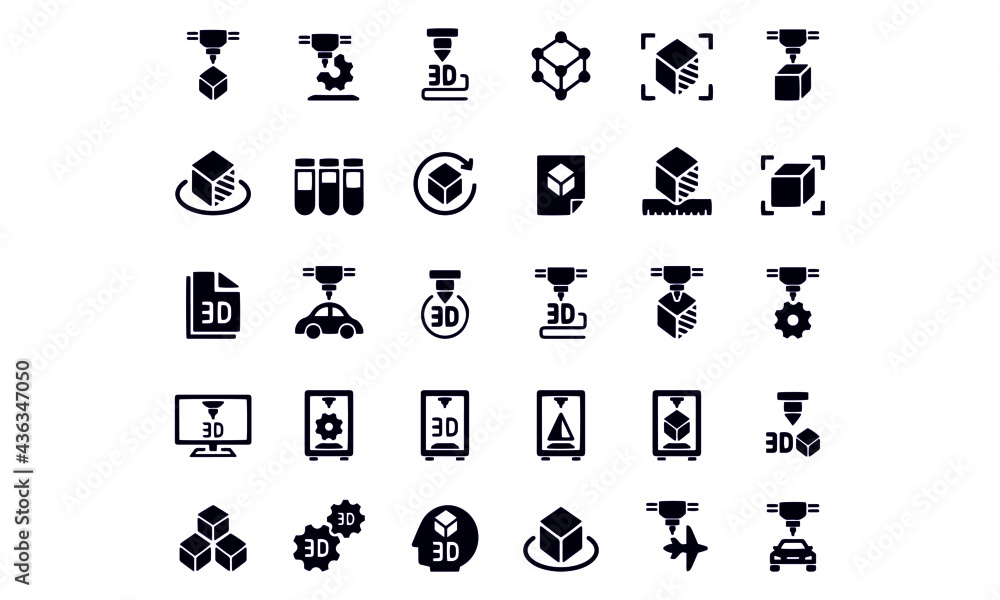 3D printer icon set vector design Stock Vector | Adobe Stock