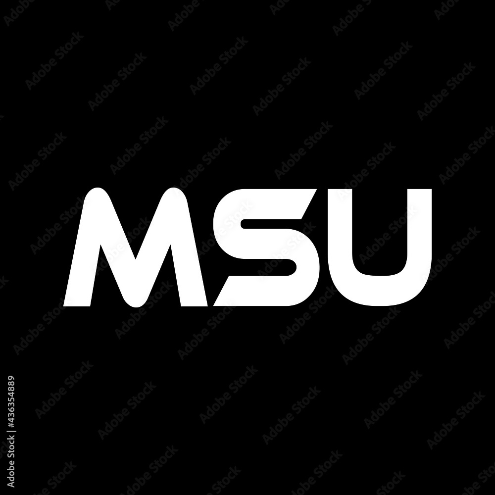 MSU letter logo design with black background in illustrator, vector ...