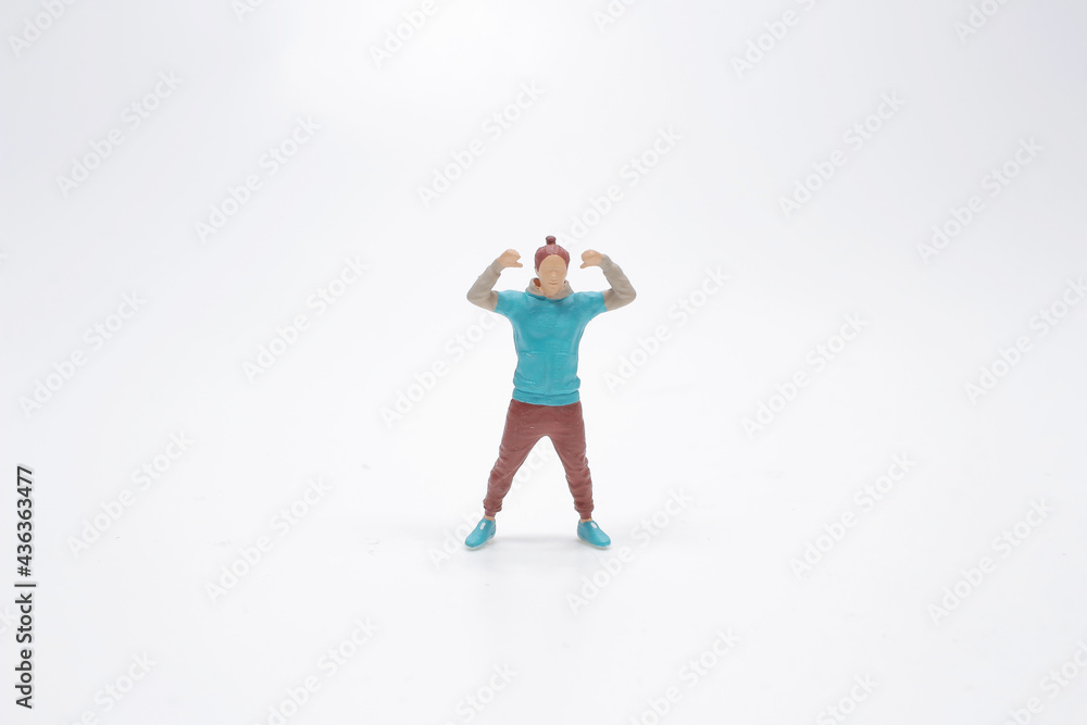 a different poses of the mini figure at the white back ground Stock ...