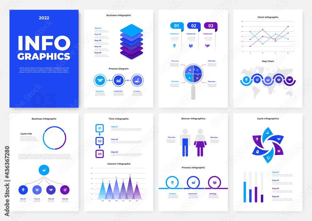 Infographic brochure template. A4 pages with charts, diagrams and ...