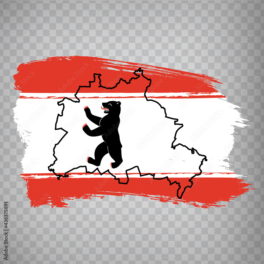 Flag of Berlin from brush strokes. Blank map of Berlin. Germany. High ...