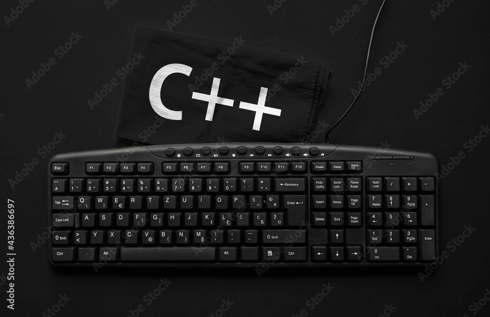 C plus programming language. Rag width word c++ sharp and pc keyboard ...