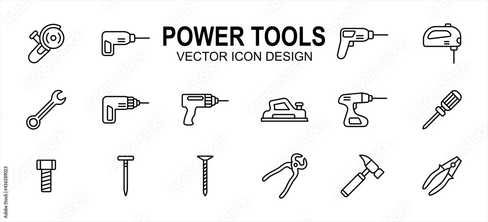 construction Power tools related vector icon user interface graphic ...