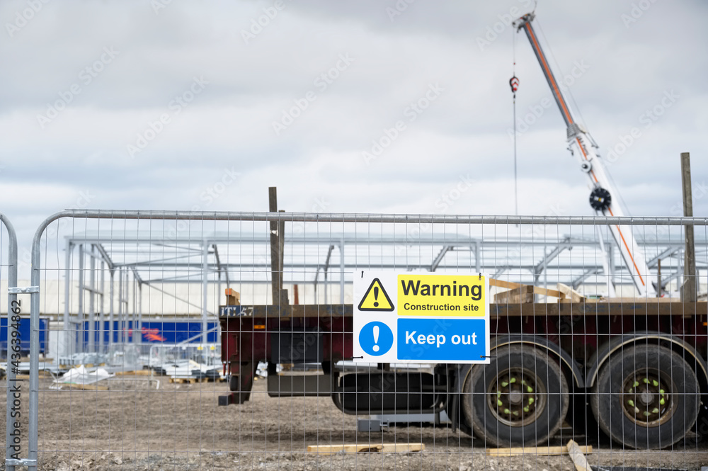 Construction site health and safety message rules sign board signage on ...
