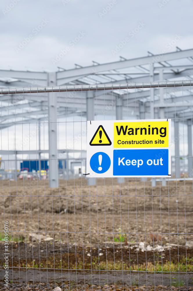 Construction site health and safety message rules sign board signage on ...