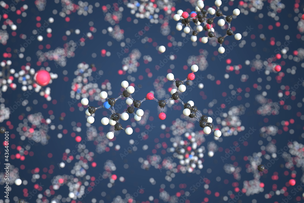 Molecule of Atropine. Molecular model, conceptual 3d rendering Stock ...