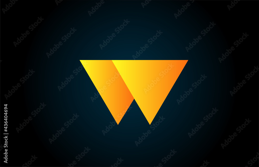 geometric alphabet W letter logo for business and company with yellow ...