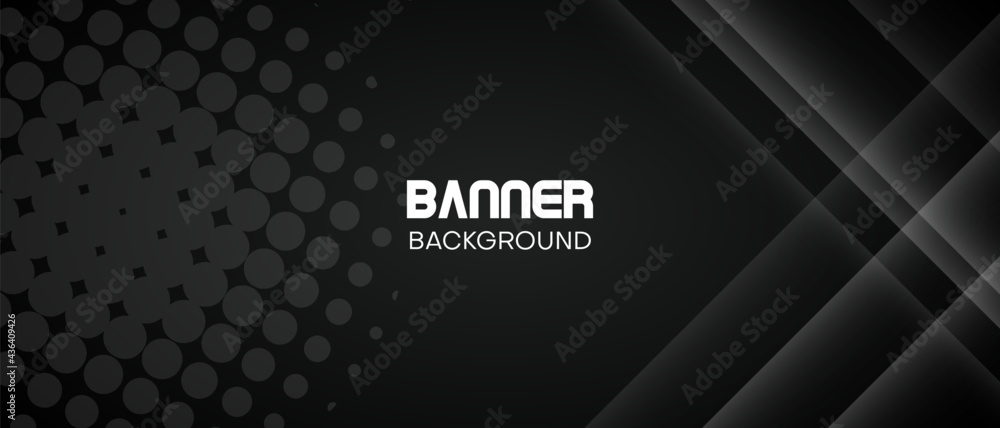 abstract black background. banner design template with halftone Stock ...