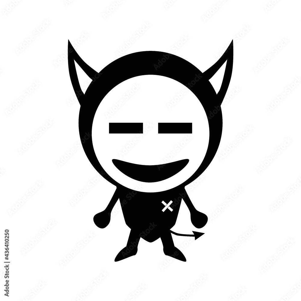 Vector illustration. Cute Sad Devil on White Background Stock Vector ...