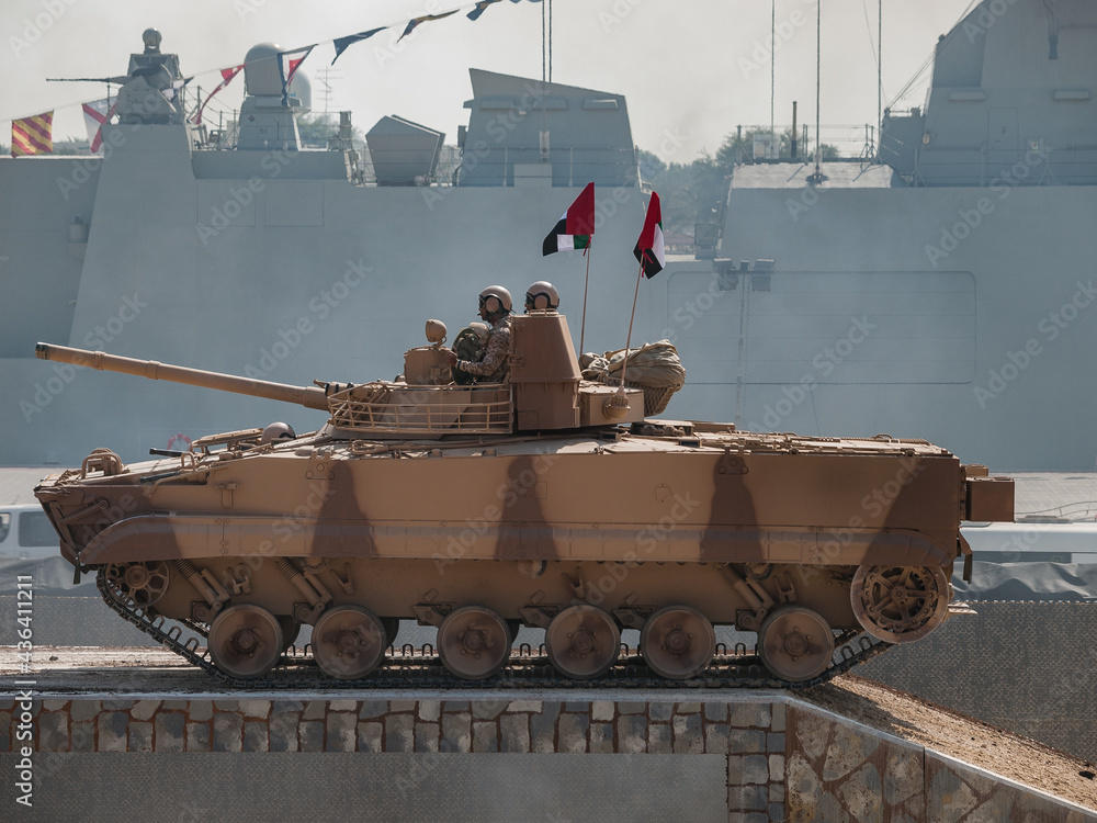 Abu Dhabi, UAE - Feb.20.2013: UAE Armed forces BMP-3 IFV (Infantry ...