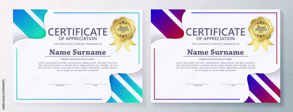 Colorful abstract certificate award template Stock Vector | Adobe Stock