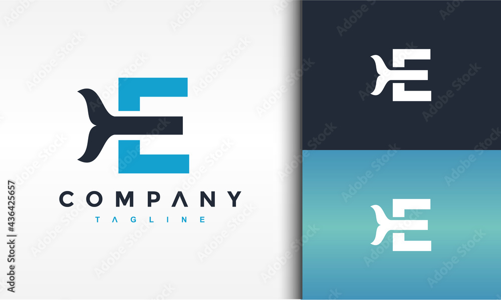 letter E whale tail logo Stock Vector | Adobe Stock