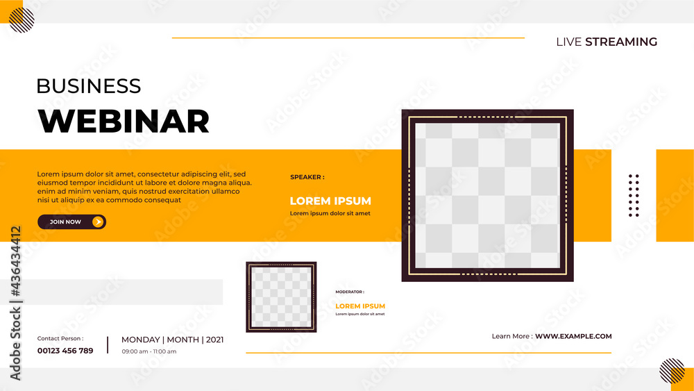 Business webinar banner template for website with square frame and ...