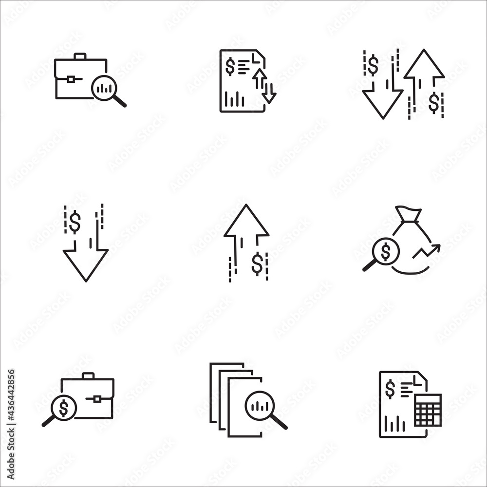 Simple Set of Financial Analytics Related Vector Line Icons. Contains ...