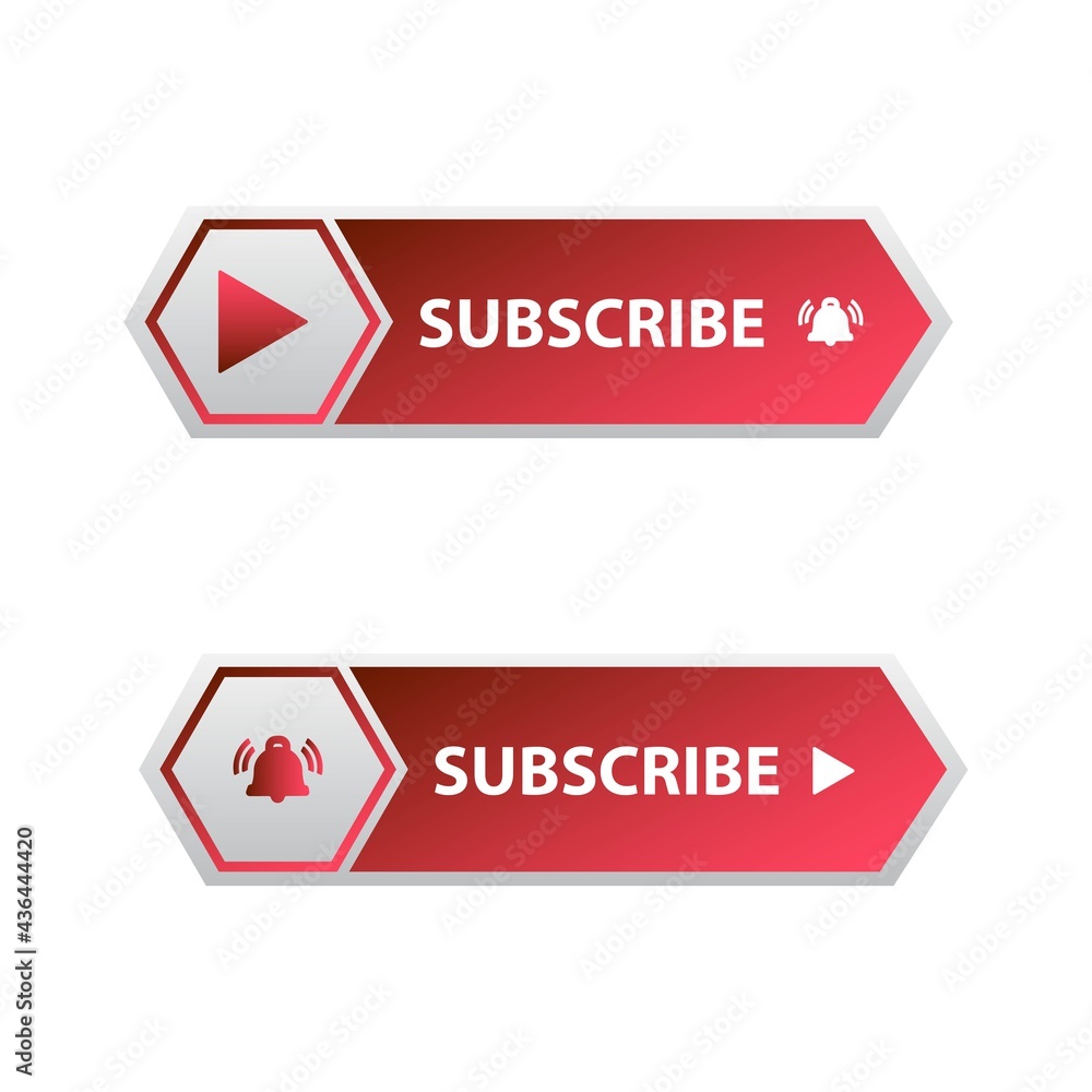 Red Subscribe Button in Flat Style Vector Illustration, Stylish ...