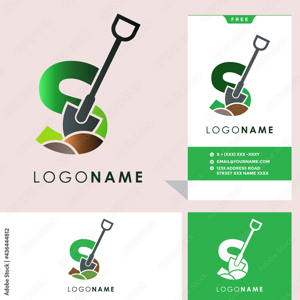 Letter S Shovel Logo Design Vector Graphic Icon Emblem Illustration ...