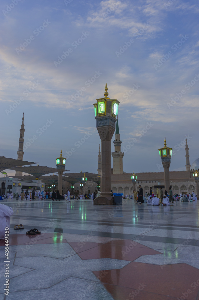 Holy mosque of Prophet Muhammed . Masjid al Nabawi Stock Photo | Adobe ...