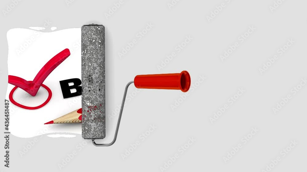 A paint roller is drawing the best practices check mark. One paint ...