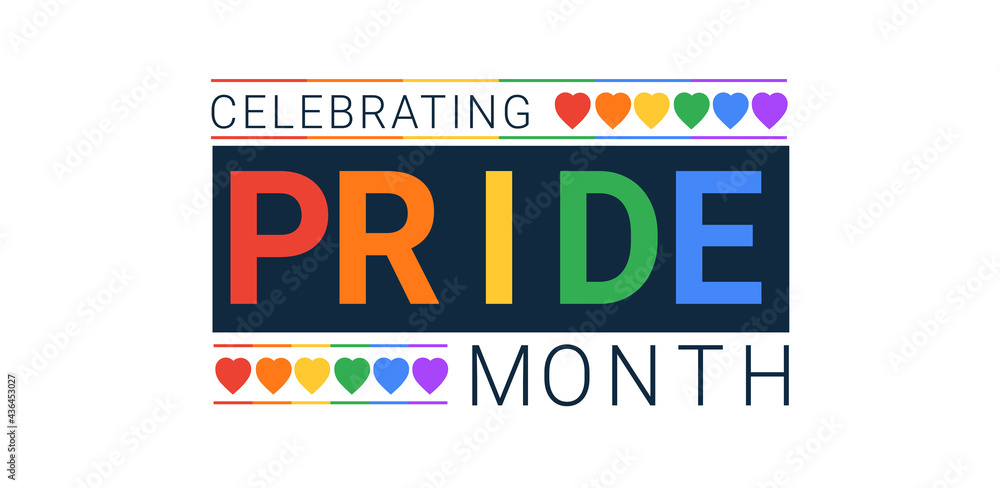Celebrating pride month with a heart. Rainbow bright banner for ...