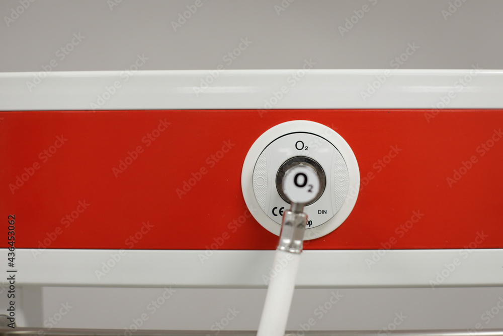 Details with the oxygen outlet in a hospital - medical gas system Stock ...