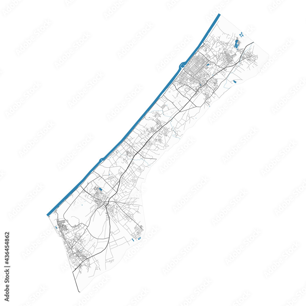 Vetor de Gaza Strip map. Detailed map of Gaza Strip administrative area ...