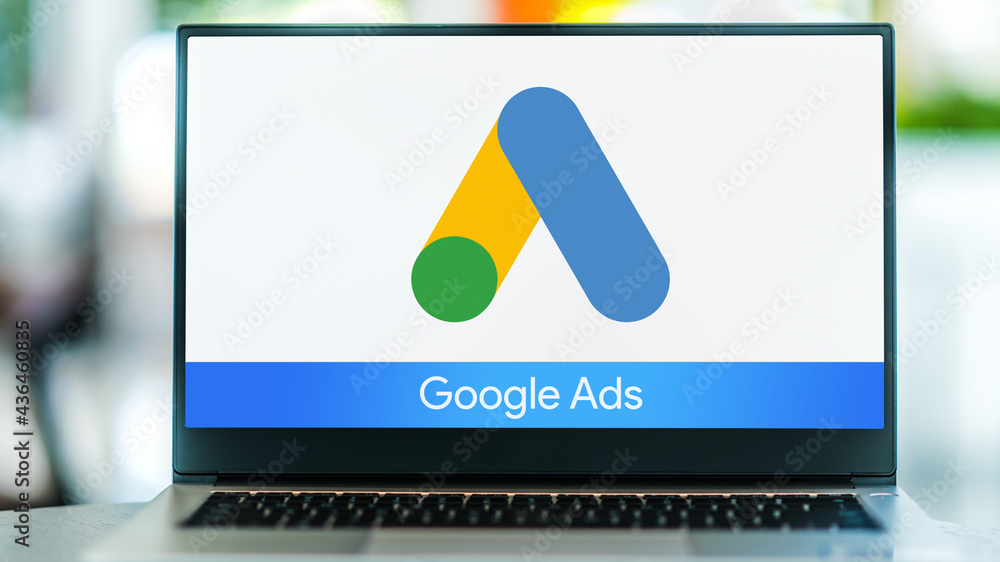 Laptop computer displaying logo of Google Ads Stock Photo | Adobe Stock