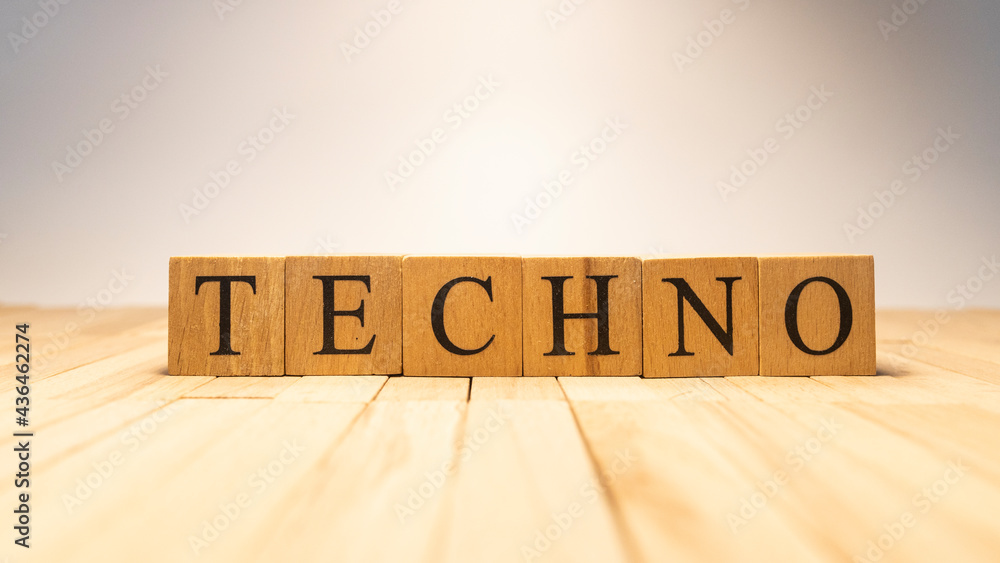 The word techno was created from wooden cubes. Technology and life ...