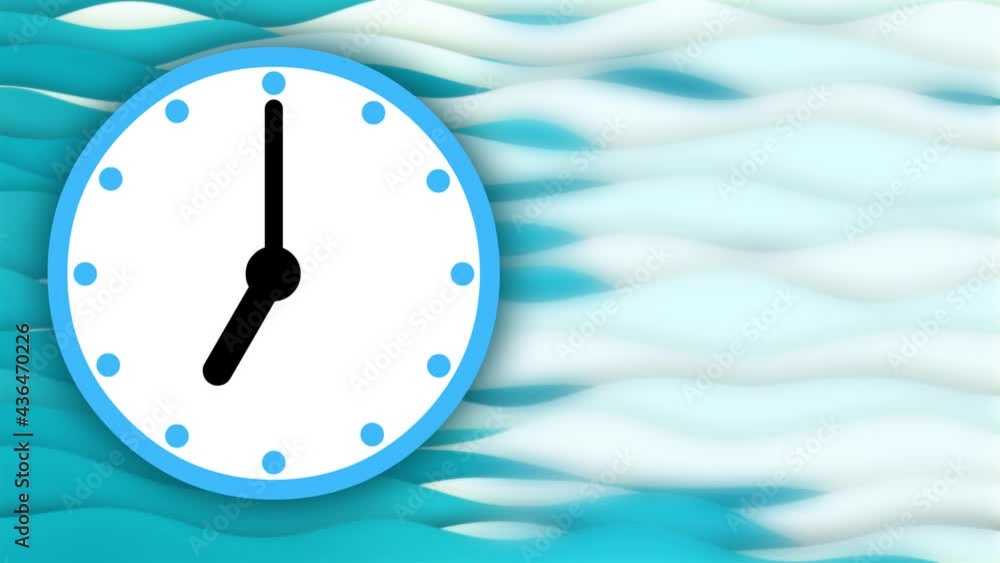 Cartoon counter clock 12 hours and blue white waves. Simple and very ...