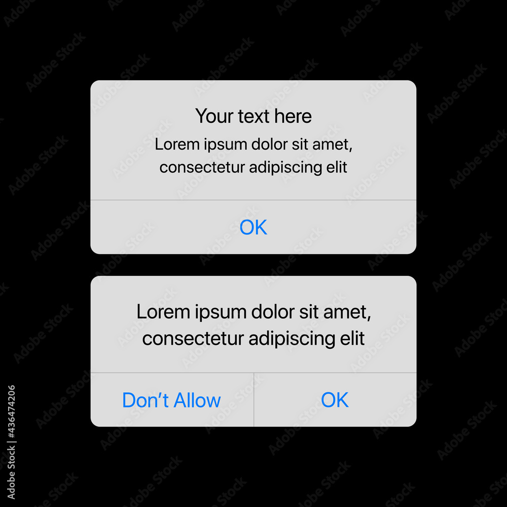 Notification Boxes Template. Smartphone Warning or Message Interface ...