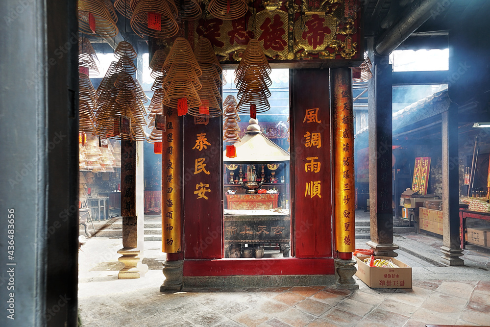 Macau, China, Taipa Village. View inside Pak Tai (the Northern Emperor ...