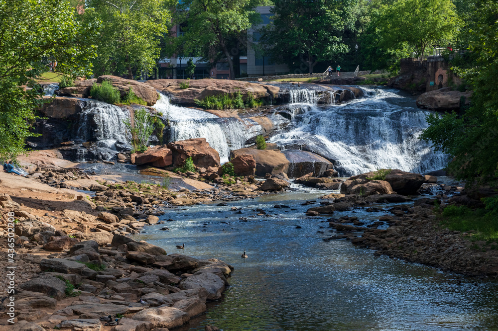 Reedy River Falls in Greenville, SC Stock Photo | Adobe Stock