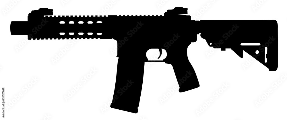 Vector image silhouette of modern military assault rifle symbol ...