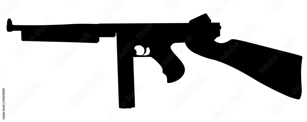 Poster Vector image silhouette of tommy gun symbol illustration ...