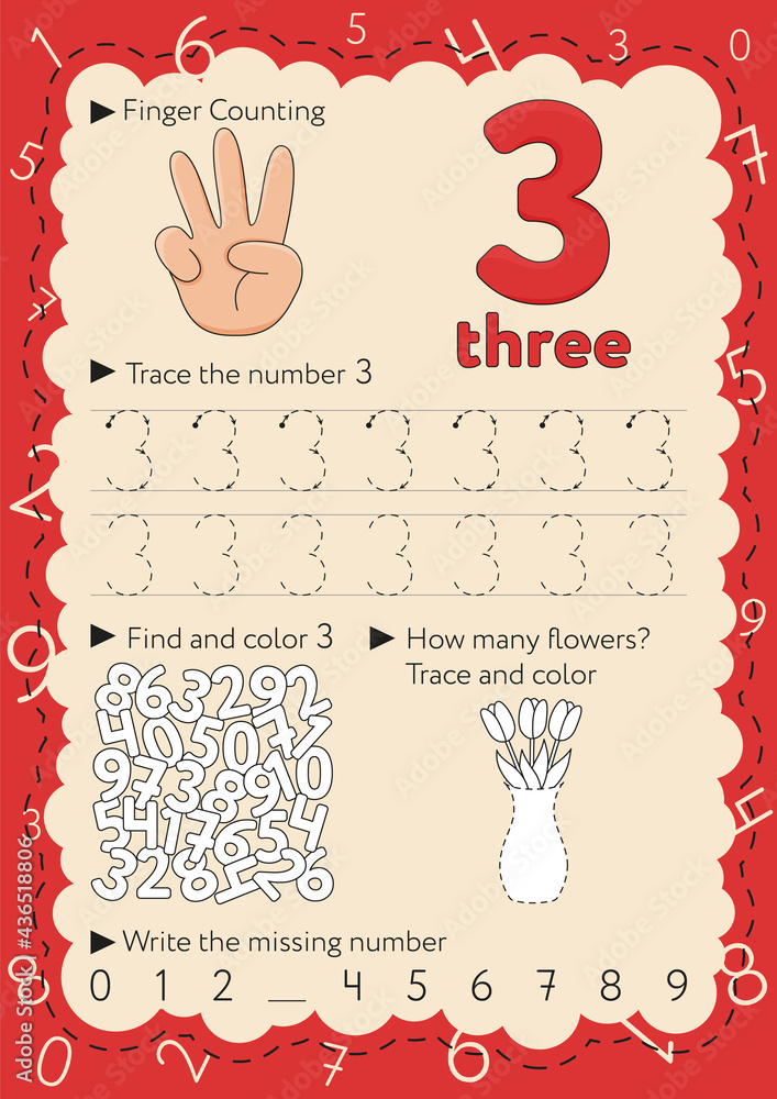 Worksheets for learning numbers. Learning and activity for kids. Number ...