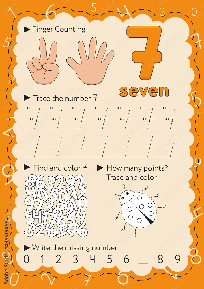 Worksheets for learning numbers. Learning and activity for kids. Number ...