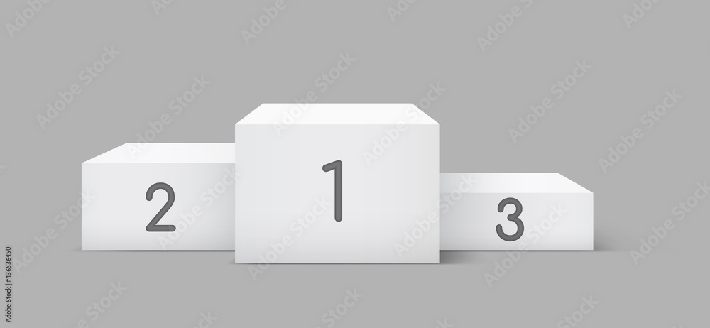 Realistic winner pedestal for rewarding first second third place. Step ...