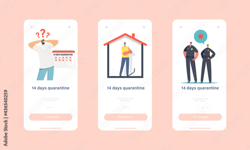 Characters on Quarantine during Covid19 Self Isolation Mobile App Page ...