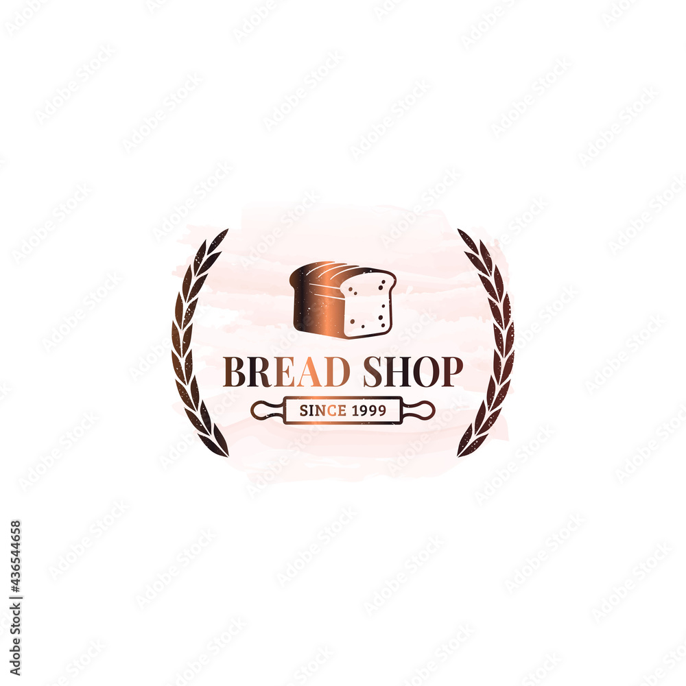 Bread logo for bakery watercolor background design Stock Vector | Adobe ...