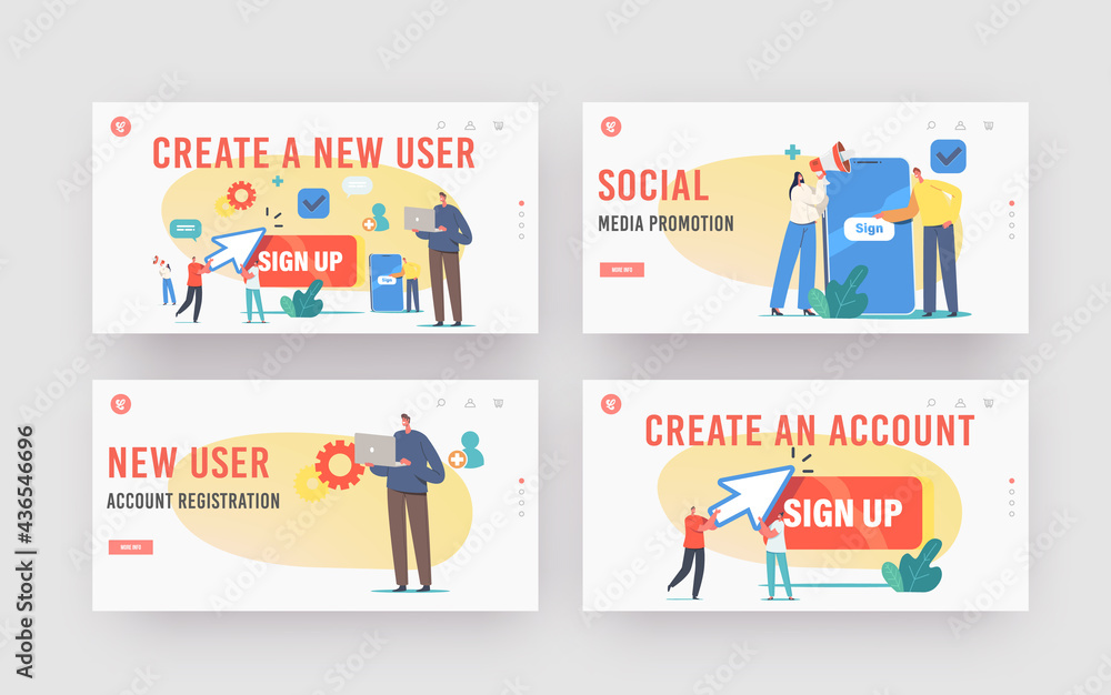 New User Online Registration and Sign Up Landing Page Template Set ...
