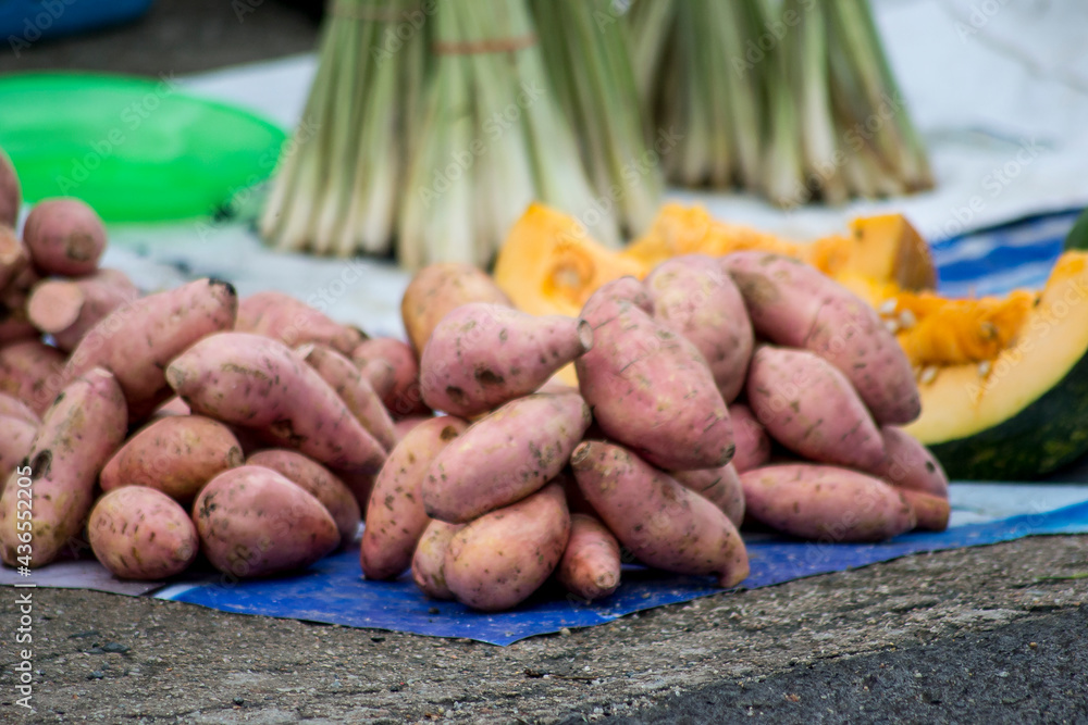taro and cassava sold at the fish market Stock Photo | Adobe Stock