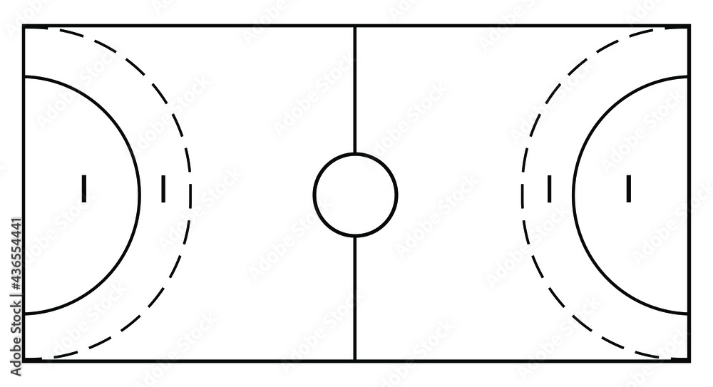 Diagram of handball court vector illustration isolated on white ...