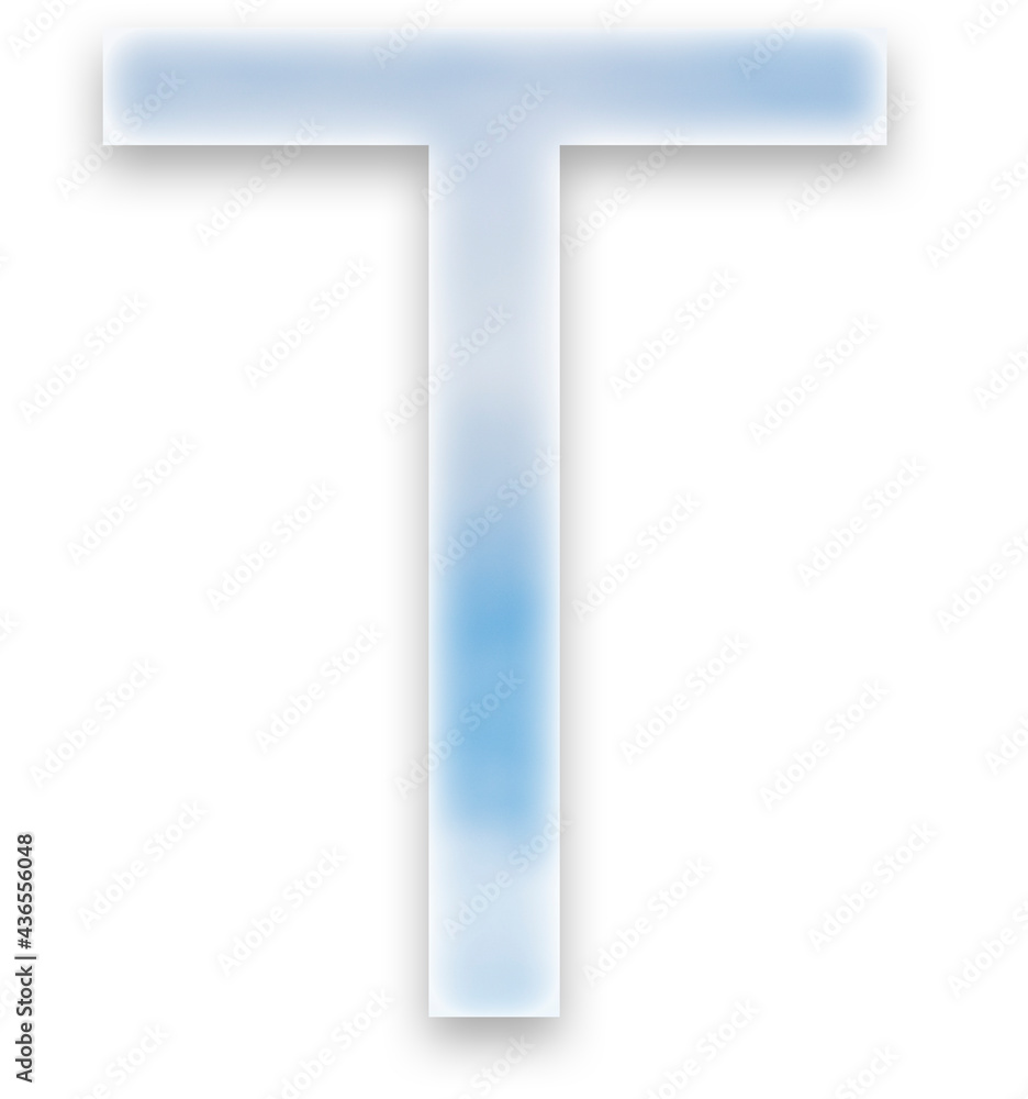 ภาพประกอบสต็อก capital T typeface filled with an image of clouds on a ...