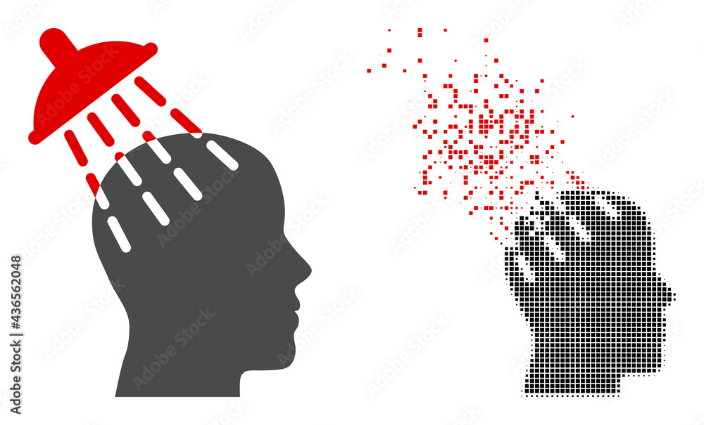 Dispersed dotted brainwashing vector icon with wind effect, and ...