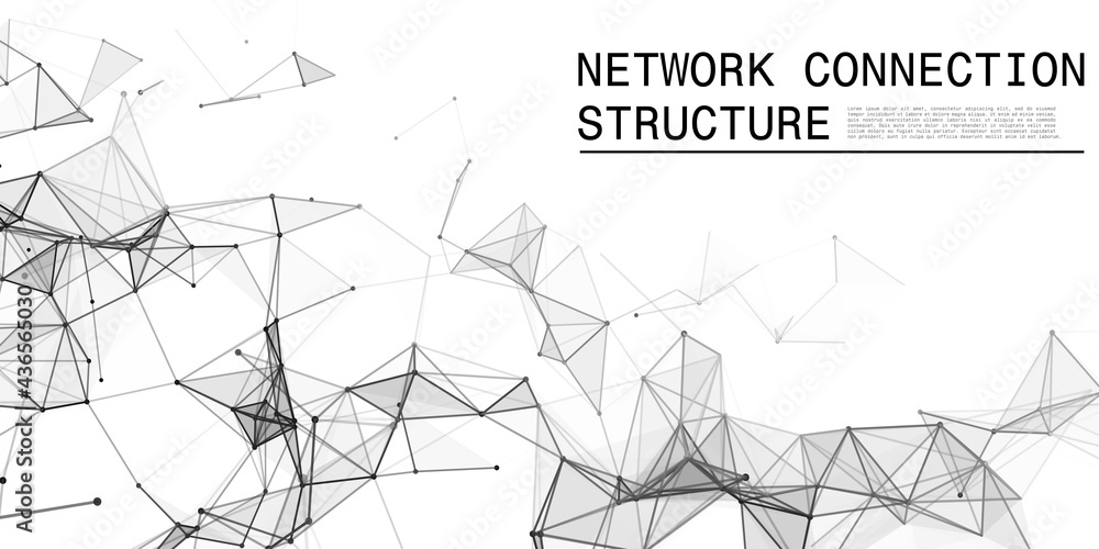 Network connection structure. Big data complex with compounds. Abstract ...