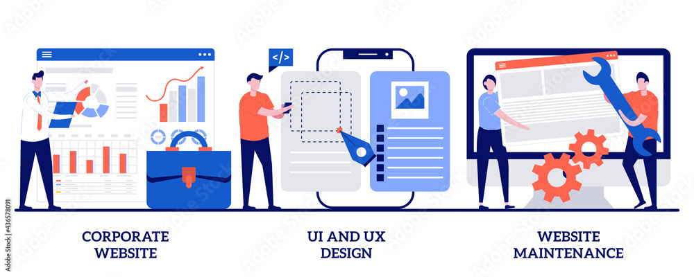 Corporate website, UI and UX design, website maintenance concept with ...
