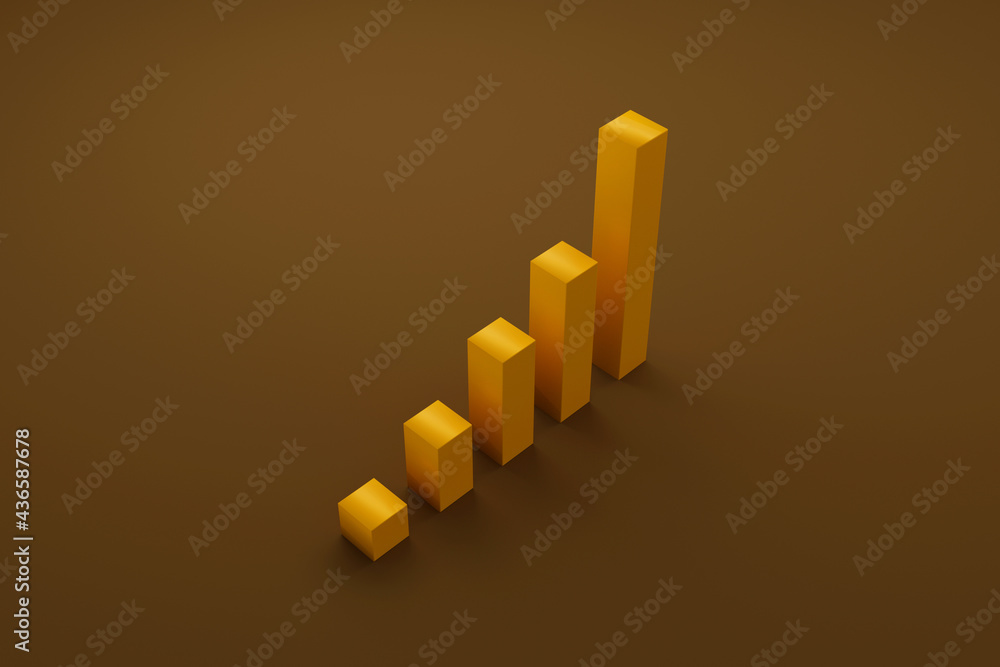 Graph bar growth moving up steps staircase. Business development to ...